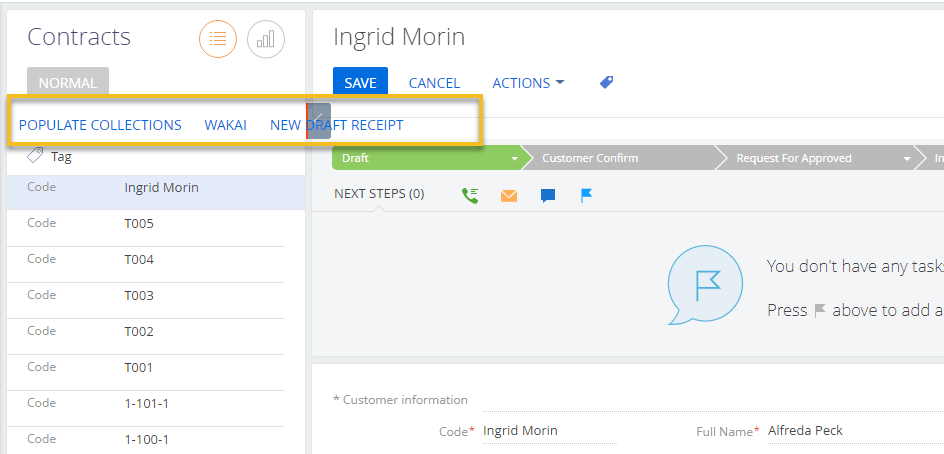 Add custom buttons into "ActionButtonsContainer" | Community Creatio
