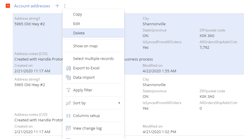 How to add the "delete" hotkey to Account Address detail? | Community ...