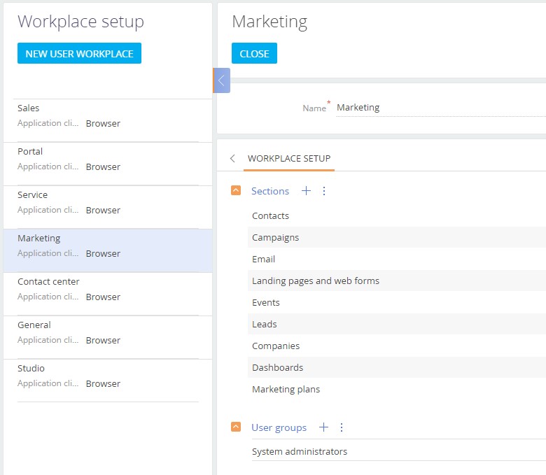 Main Menu Access Rights Community Creatio