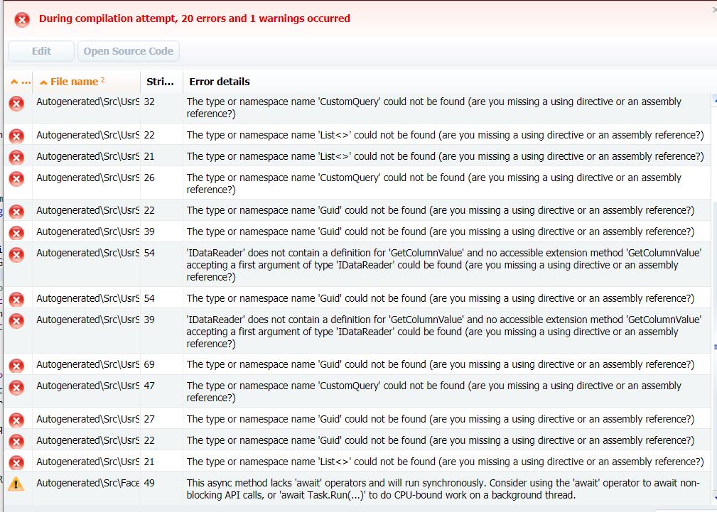 Getting Errors In Source Code Community Creatio