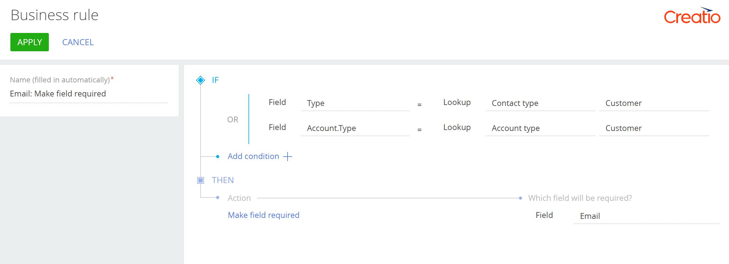 Setting a required field with client code | Community Creatio