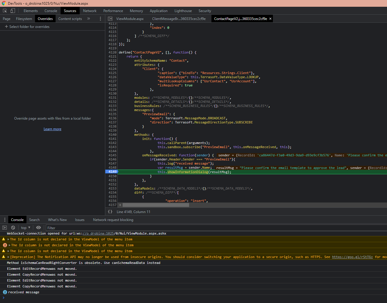Console error in edit page | Community Creatio