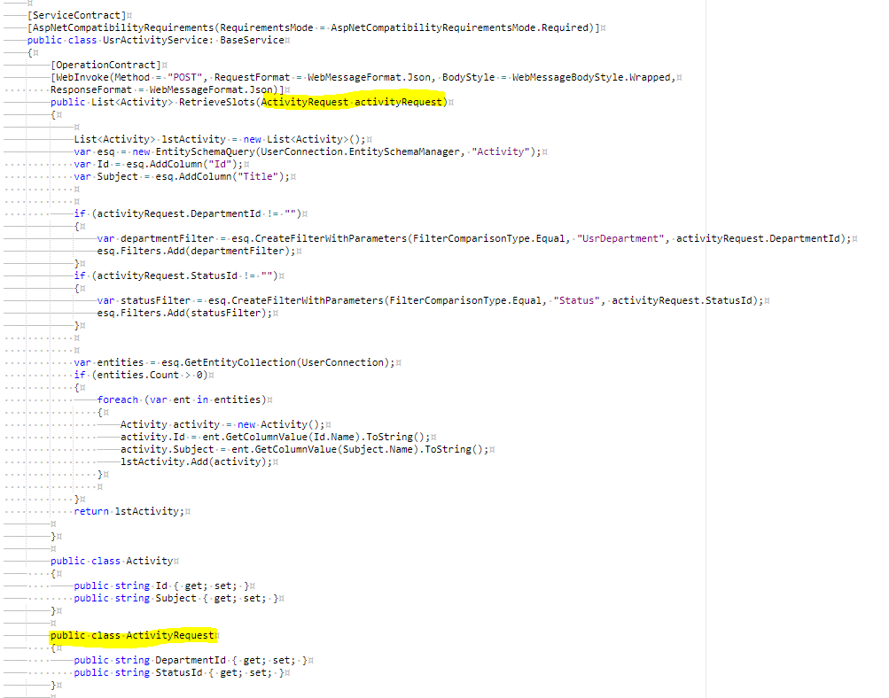 Create Configuration Service with Class Object as Parameter | Community Creatio