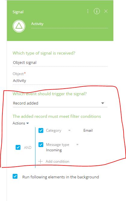 Trigger event once incoming Emails are added in activity table | Community Creatio